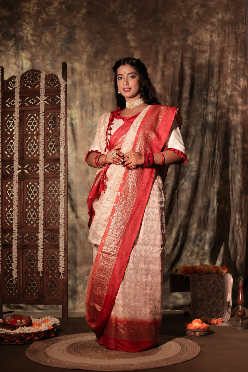 Dugga Mukoot - White Durga Embroidered Blouse – thesaffronsaga